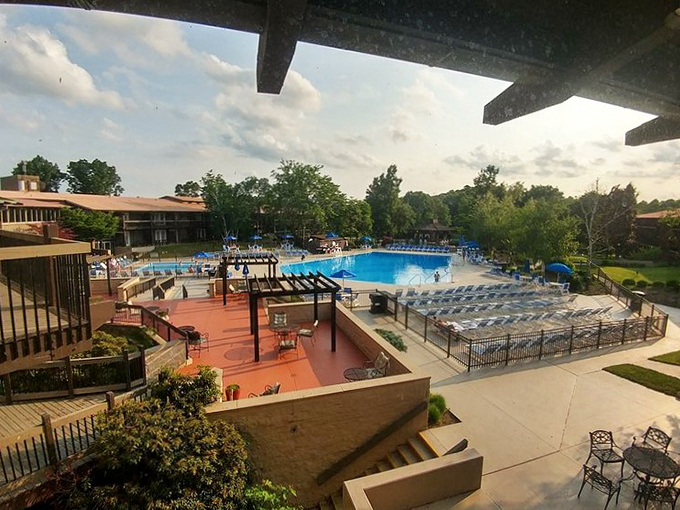 Resort-style relaxation in the heart of Ohio wilderness. This pool complex at Salt Fork Lodge proves you don't need a passport for paradise.