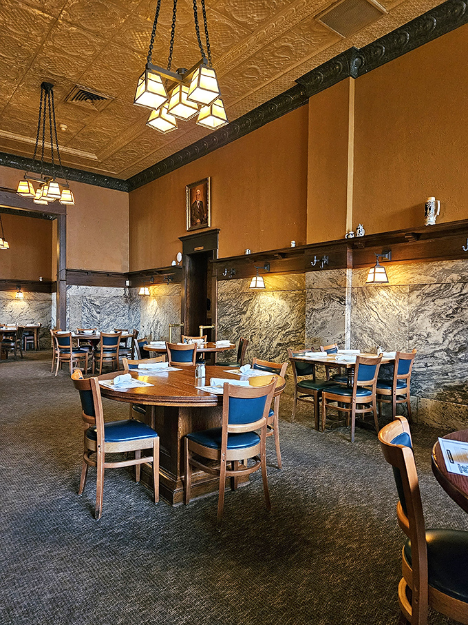 Time travel never tasted so good. The marble walls and pressed tin ceiling whisper stories of celebrations past while you contemplate your next bite.