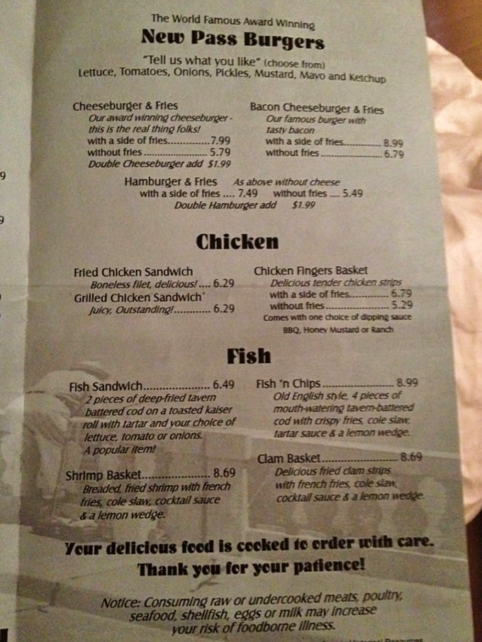 A menu that refuses to complicate the simple joys of waterfront dining. When "World Famous Award Winning" isn't just marketing speak, but delicious truth.