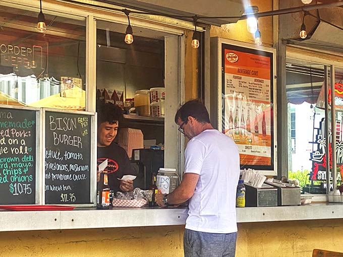 Where culinary dreams come true! The order window at Dogma is like the pearly gates to comfort food heaven.