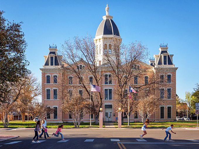 Presidio County Courthouse isn't just a building—it's Marfa's crown jewel, where Second Empire architecture meets West Texas grit under that perfect dome.