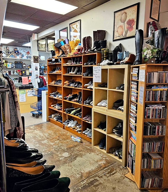Not just any shoe collection&mdash;this is footwear archaeology at its finest, where vintage boots and barely-worn sneakers find new life.
