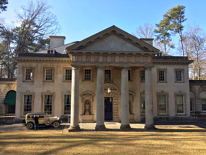 That vintage automobile isn't just for show&mdash;it's practically begging you to imagine yourself as a 1920s socialite arriving for tea.