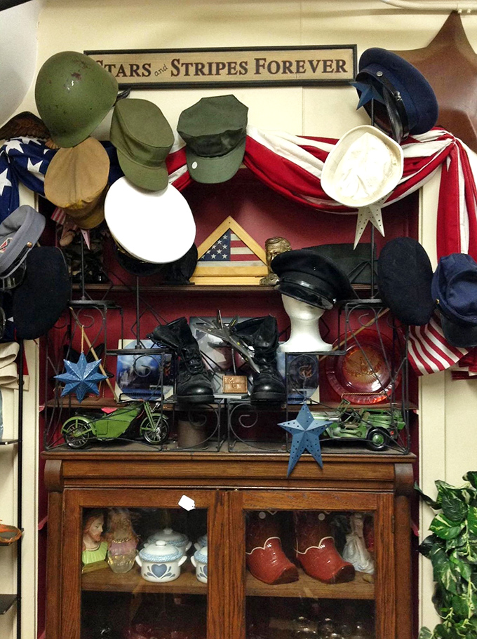 "Stars and Stripes Forever" indeed! This patriotic collection of military caps tells stories of service across generations, each with its own silent history.