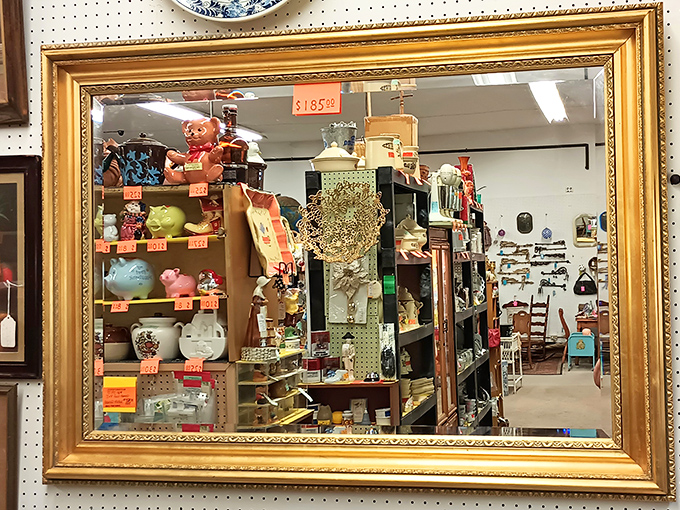 Looking for reflection? This ornate gold mirror doesn't just show your face&mdash;it frames an entire world of collectibles waiting to be explored.