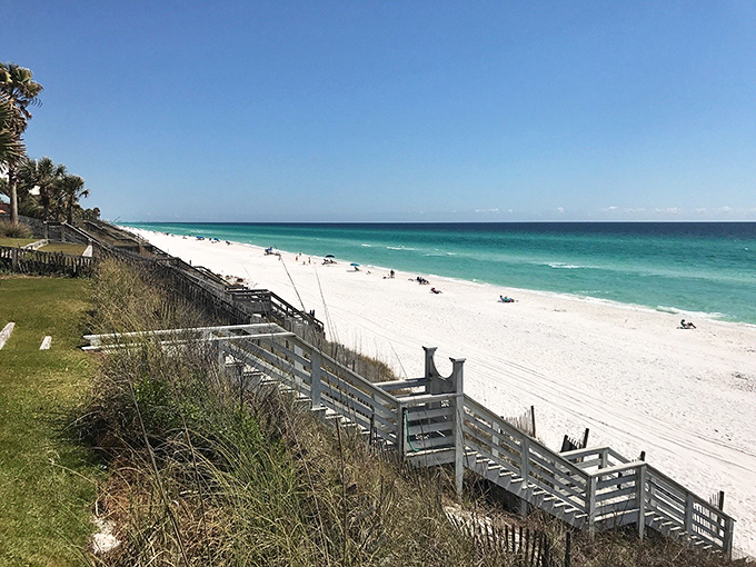 Mother Nature showing off with that impossible turquoise water meeting sugar-white sand. The beach that makes Floridians wonder why they'd vacation anywhere else.
