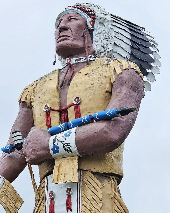 The weathered face of a giant tells stories of decades watching over the U.P. Those eyes have witnessed more Michigan winters than most humans could endure.
