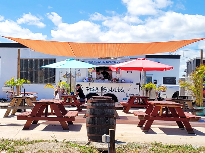 Florida dining at its most authentic &ndash; picnic tables under orange shade sails, where strangers become friends united by the universal language of "mmmmm."