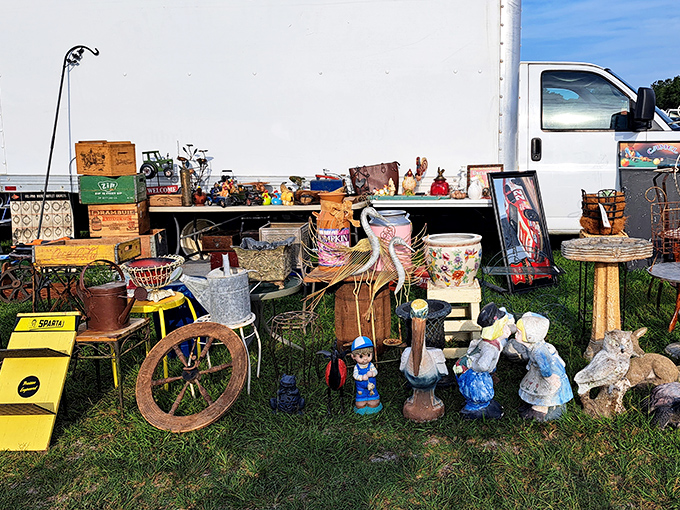 One person's forgotten collection becomes another's perfect centerpiece, displayed with hopeful anticipation and reasonable prices.