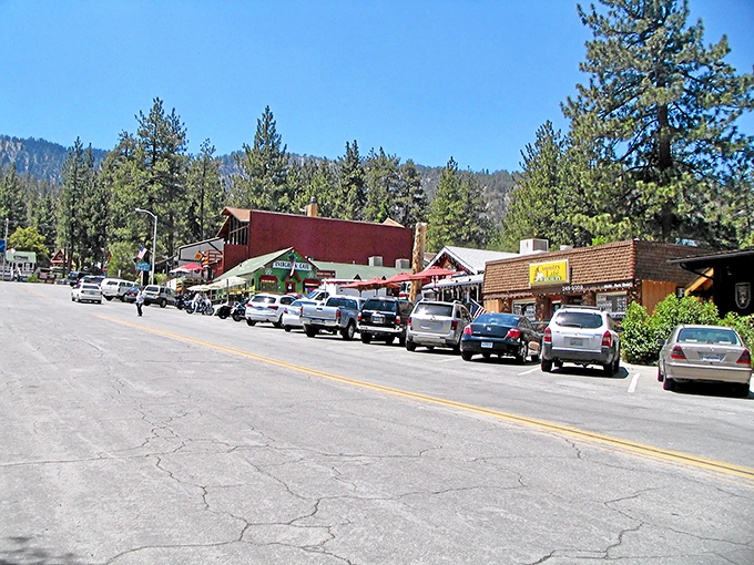 The heart of downtown Wrightwood feels like stepping into a Norman Rockwell painting where every storefront has a story.