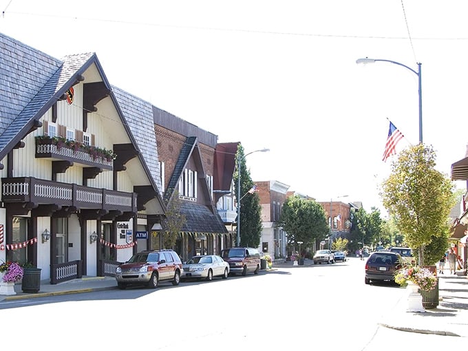 Swiss chalet meets Midwest charm in Berne's distinctive downtown. These A-frame buildings would look right at home nestled in the Alps instead of Indiana cornfields.