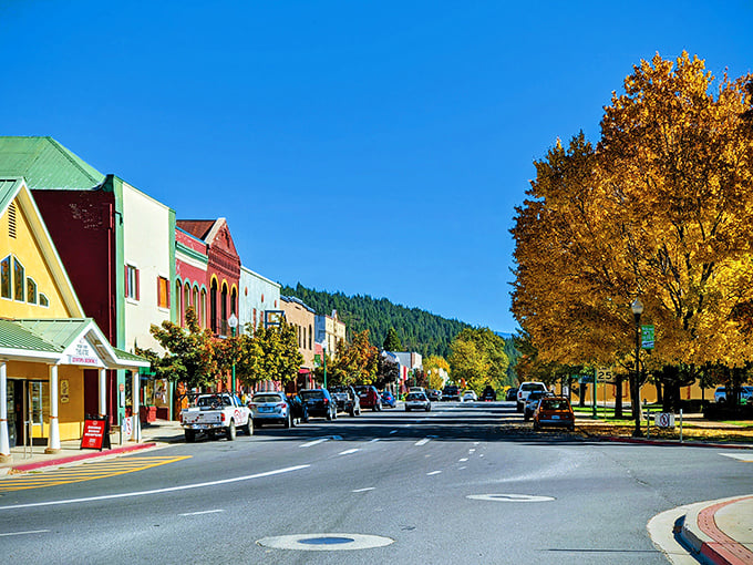 Downtown Quincy's colorful storefronts pop against the Sierra sky like a Wes Anderson film set, minus the pretension and with 100% more genuine small-town charm.