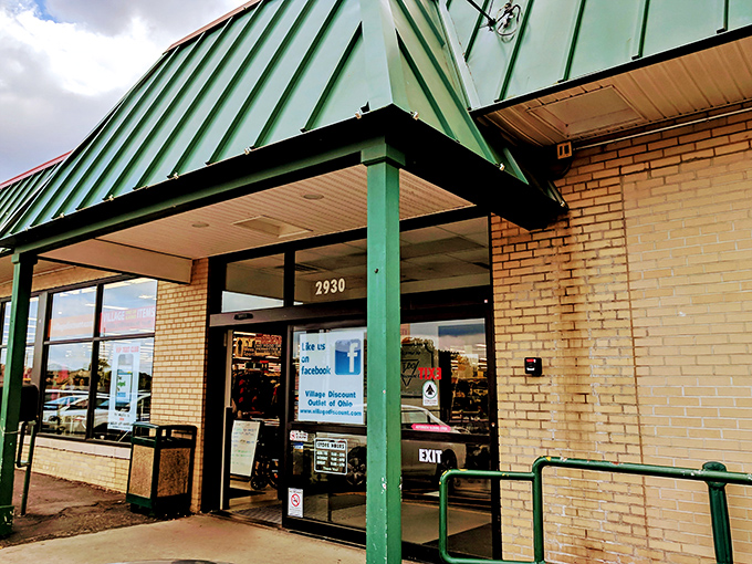 The entrance to thrifting paradise awaits at 2930 State Road. That green awning might as well be a welcome mat to your next great find.