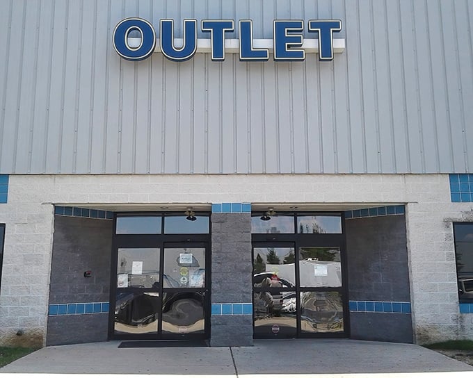 Like a portal to bargain dimensions, these blue-accented doors lead to Delaware's most adventurous shopping experience.