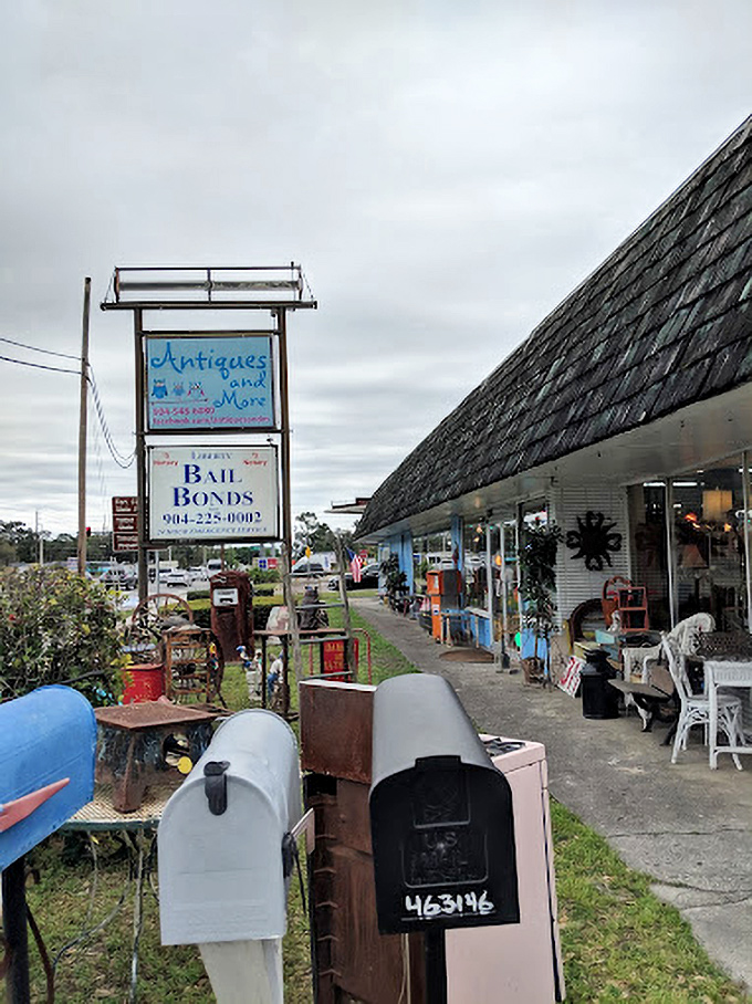 Where vintage mailboxes stand guard at the entrance like sentinels of nostalgia. The A-frame roof promises adventures under its wings.