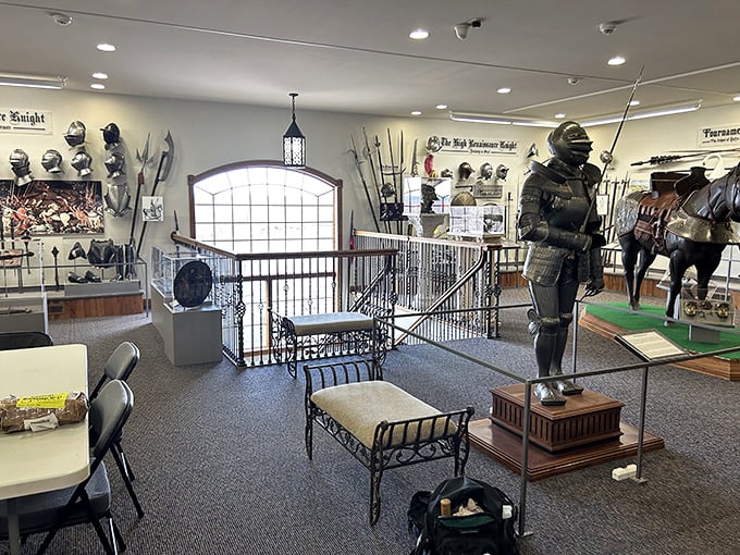 Knights in shining armor stand guard over a museum filled with treasures that make you realize "medieval workout equipment" was actually battle gear.