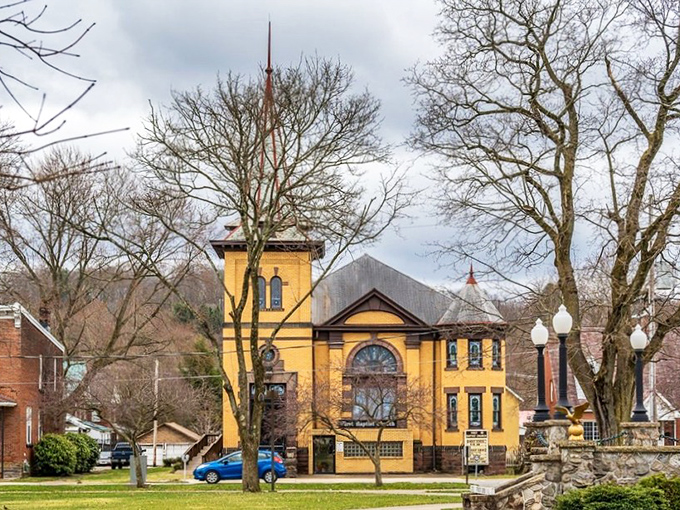 The sunshine-yellow First Baptist Church isn't just architectural eye candy&mdash;it's a community cornerstone where retirees find both spiritual fulfillment and potluck dinners worth setting alarms for.