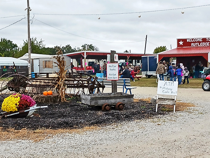 Fall market days bring a special energy as shoppers navigate between vintage farm equipment and handcrafted treasures under Missouri's brilliant autumn skies.