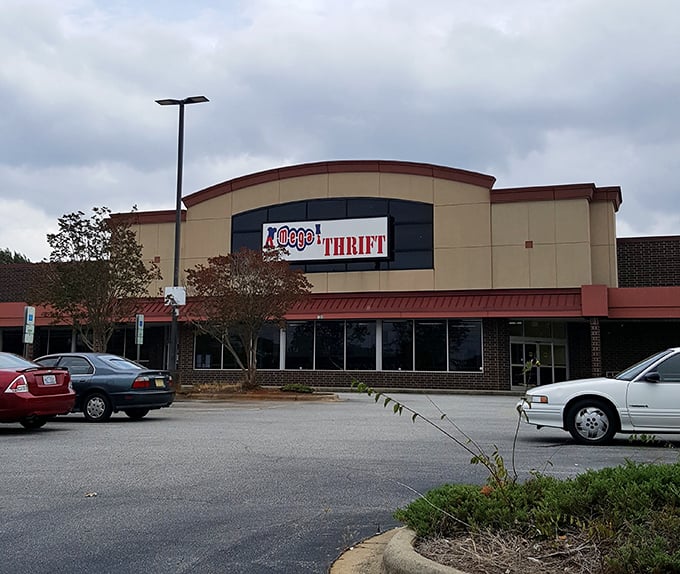 Mega Thrift's bold signage promises what it delivers: not just shopping, but an expedition into the land of secondhand wonders.