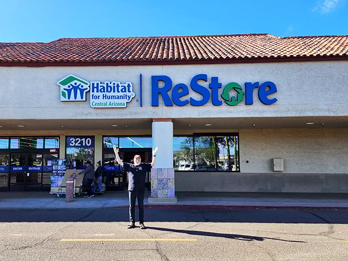 Like a kid in a candy store! The Tempe ReStore's welcoming facade invites bargain-seekers to discover what home improvement dreams await within.