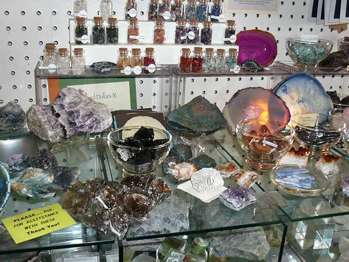 Nature's jewelry box spills open with amethyst clusters and agate slices that catch light and imagination in equal measure.