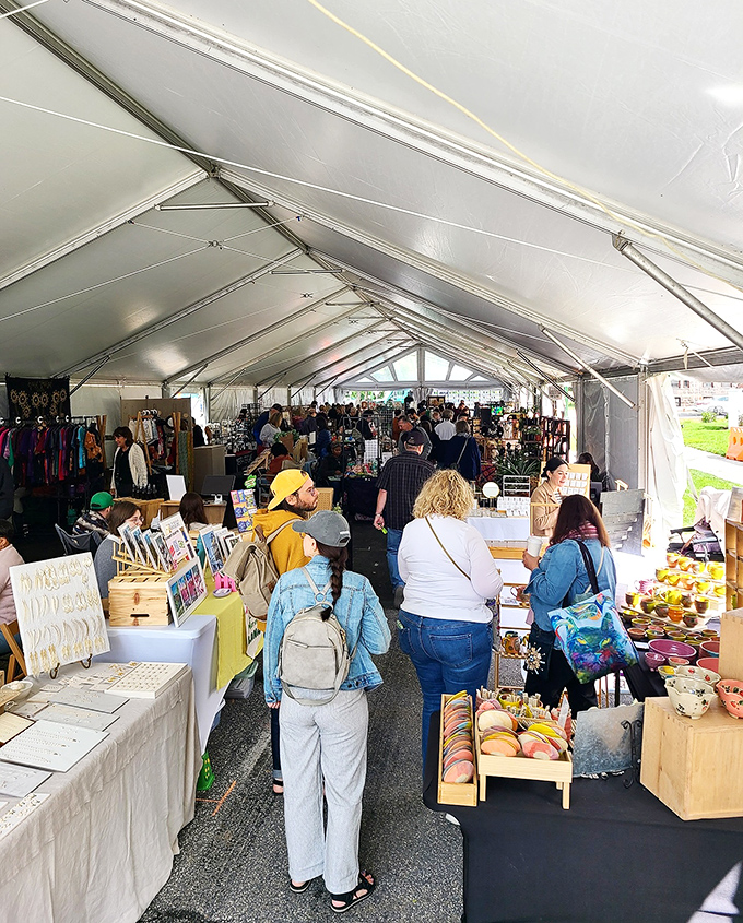 Vendors display their wares like proud parents showing off honor roll certificates at the school carnival.