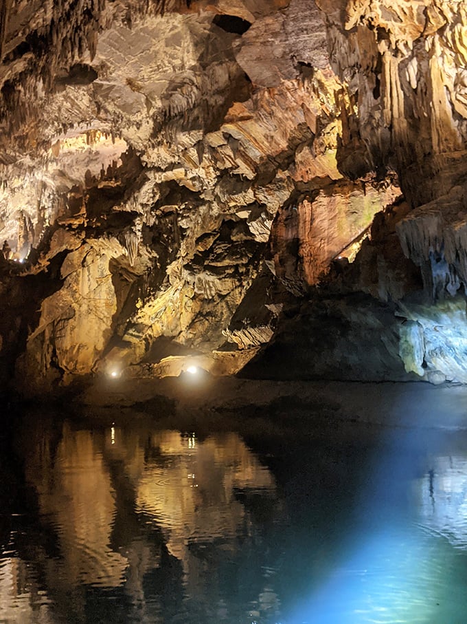 Stalactites and stalagmites perform their slow-motion ballet, creating a subterranean light show that makes even the most jaded visitor whisper, "Wow."