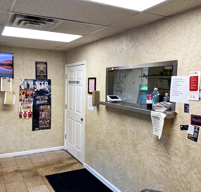 No-frills ordering area where barbecue dreams come true. The simple setup speaks volumes&mdash;all the energy goes into what matters: the meat.