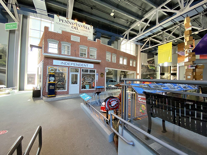 Step back in time at the Pennsylvania Oil exhibit, where meticulously recreated storefronts transport visitors to an era when gas stations were social hubs and service came with a smile.