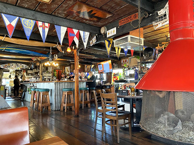 Step inside and you're transported to a mariner's dream&mdash;colorful flags, wooden beams, and that perfect "I've found somewhere special" feeling.