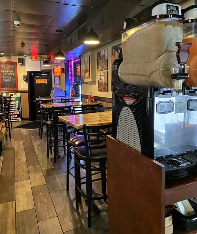 Inside, the "No Wake Zone" sign isn't just nautical decor&mdash;it's sound advice when you're moving through this cozy space with a tray full of seafood gold.