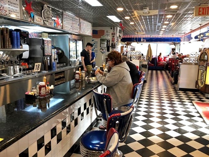 Classic Americana in every detail&mdash;from the checkered floor to those swivel counter seats that make everyone feel like they're eight years old again.