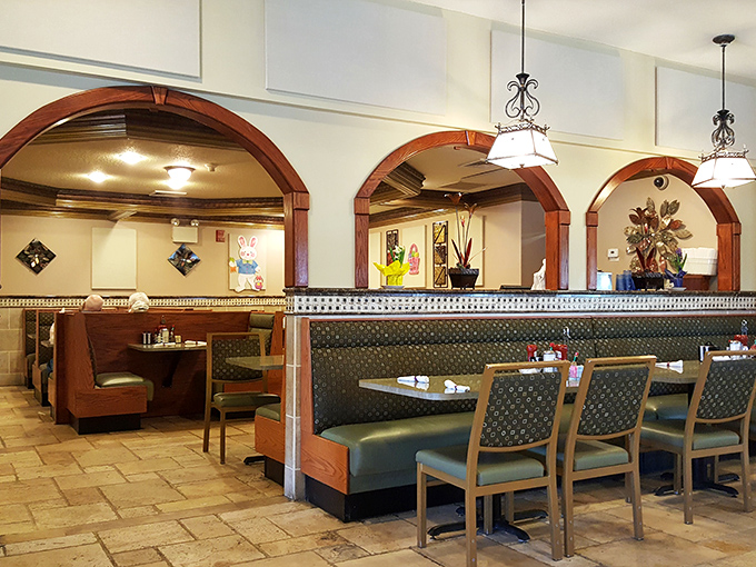 Step inside and those wooden arches welcome you like an old friend. The booths practically whisper, "Sit here, stay awhile."