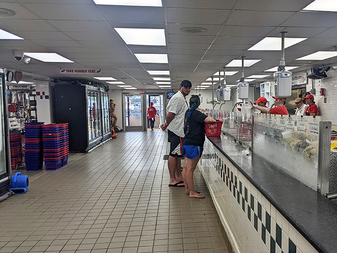 Inside, the no-nonsense tile floors and display cases create a seafood wonderland where the focus is squarely on what matters&mdash;incredibly fresh catches.