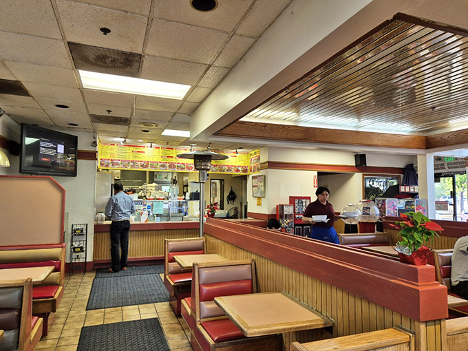 No-frills dining at its finest. The wooden booths and simple decor tell you immediately: the focus here is squarely on the food.