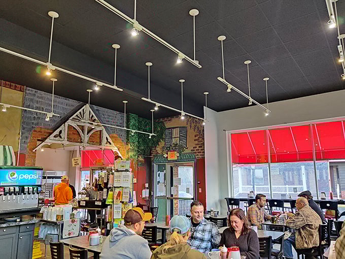 Inside, conversations flow as freely as the coffee beneath pendant lighting and colorful murals, creating the perfect backdrop for morning revelations.
