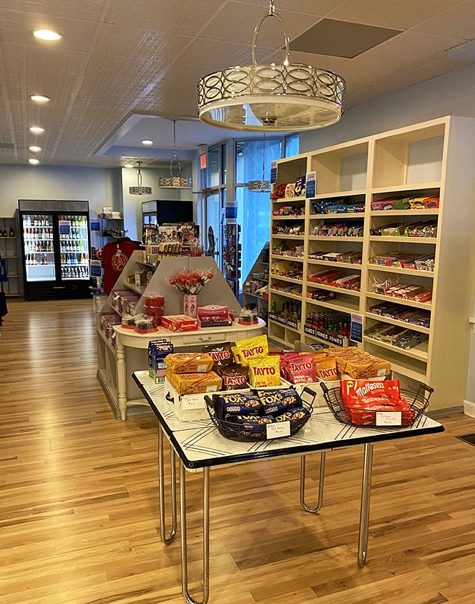 Wooden floors, elegant lighting, and candy displays that make adult budgets tremble. This isn't shopping; it's time travel with a sugar rush.