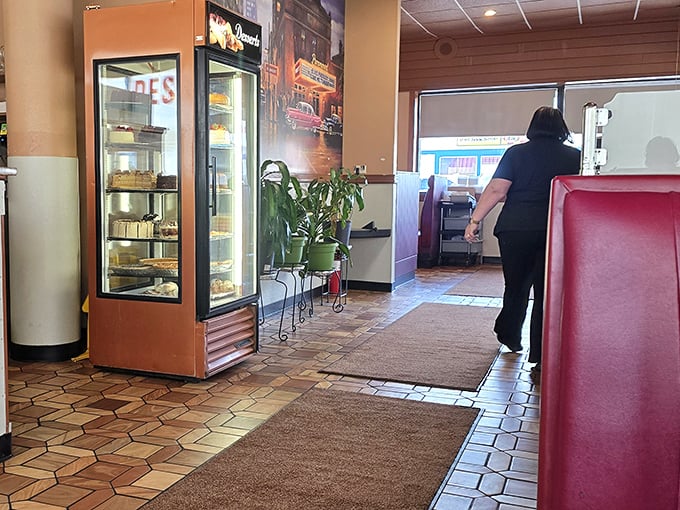 Inside, the dessert case stands sentinel, tempting you to consider pie for breakfast. After all, who made these rules anyway?