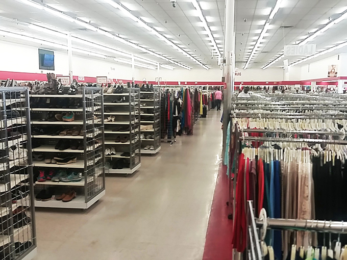 Endless aisles stretch before you like retail runways, where yesterday's fashion finds new life and your wallet breathes a sigh of relief.
