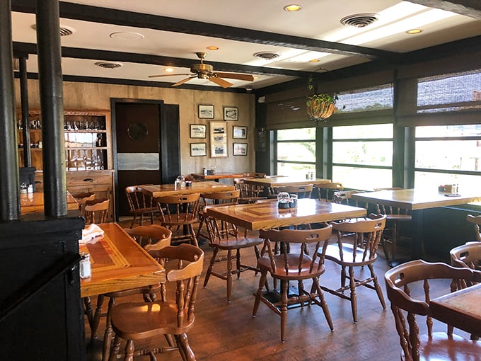 Wooden tables, captain's chairs, and water views create the perfect backdrop for seafood memories. No designer needed&mdash;just decades of maritime authenticity.