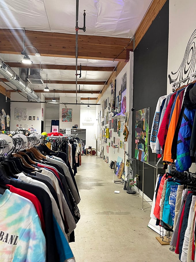 Step inside and discover aisles of possibilities stretching out like a well-organized wonderland of secondhand dreams.