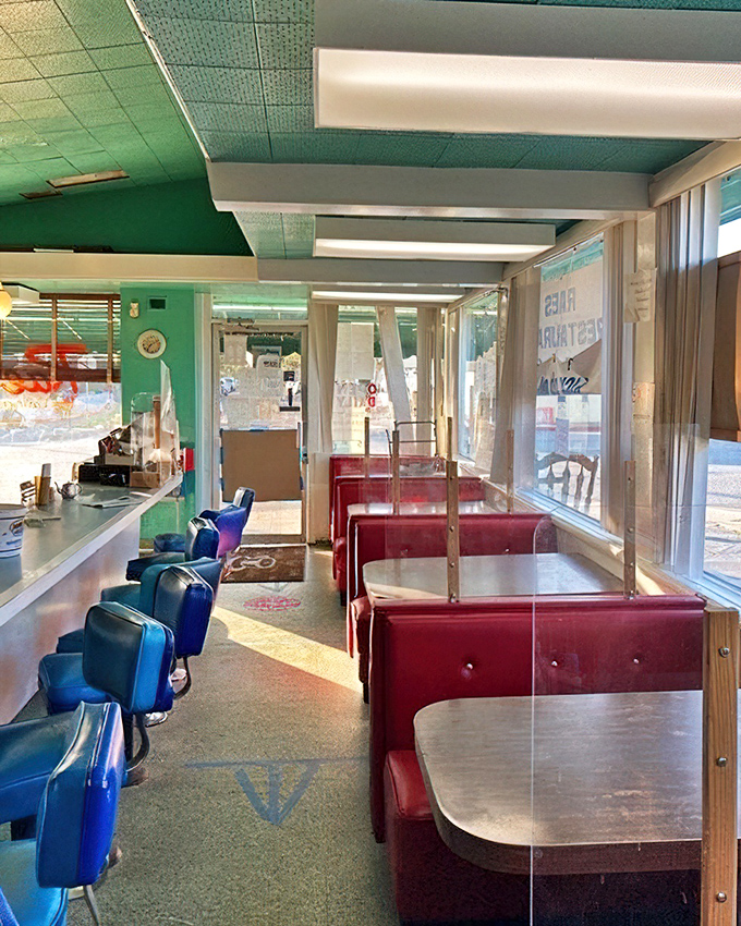 Step inside and suddenly you're in a mid-century dream&mdash;blue swivel stools, red vinyl booths, and the promise of comfort food that actually delivers on the comfort.