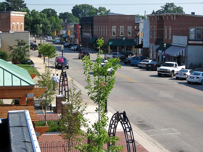 A bird's-eye view of Canal Winchester's main thoroughfare reveals the perfect balance of historic preservation and modern small-town life.