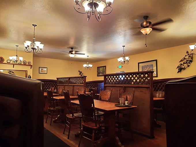 Wooden booths with lattice dividers create that perfect balance of privacy and community &ndash; like your own VIP section without the velvet rope.