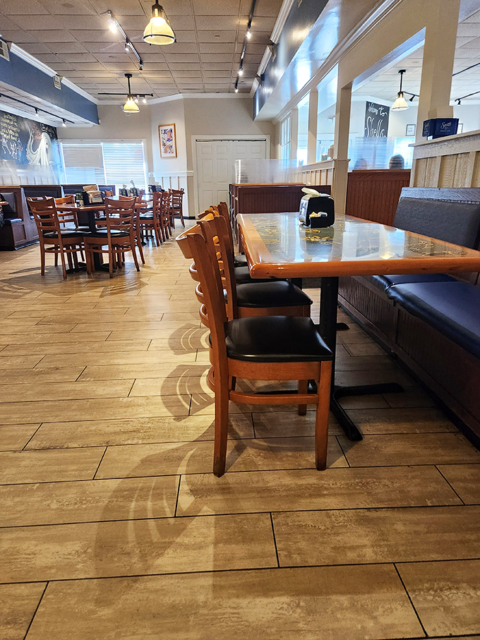 Simple wooden tables and comfortable seating create that "everybody knows your name" vibe where seafood memories are made.