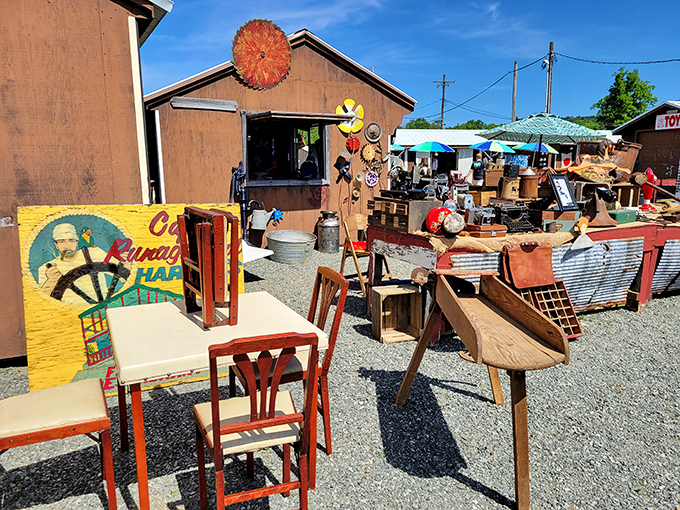 Under this covered pavilion, serious collectors gather like generals planning their next strategic acquisition in the great treasure hunting campaign.