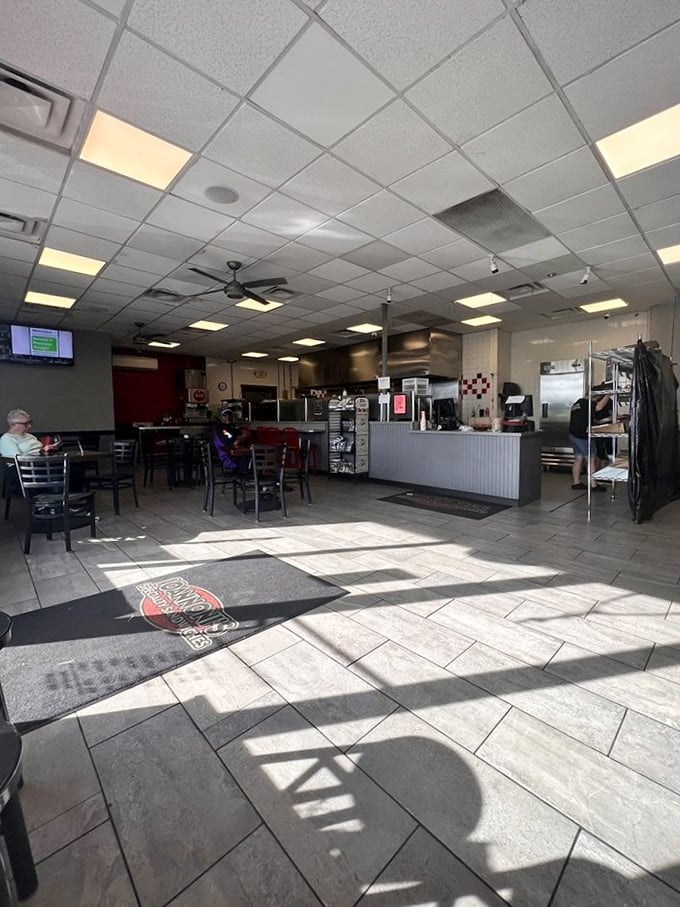 No-frills interior with a singular focus: creating sandwiches so good you'll forget you're sitting under fluorescent lighting.