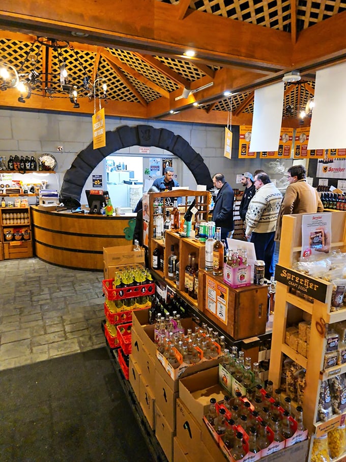 Inside the gift shop, liquid gold awaits in bottles and crates. It's like Willy Wonka's factory, but the river is root beer instead of chocolate.