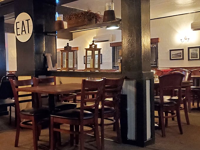 The "EAT" sign might be the most unnecessary instruction ever posted. Once you smell what's coming from the kitchen, eating becomes inevitable.