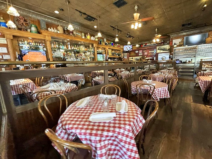 Red-checkered tablecloths and wooden chairs create that rare atmosphere where "fancy" takes a backseat to "fantastic" at this beloved institution.
